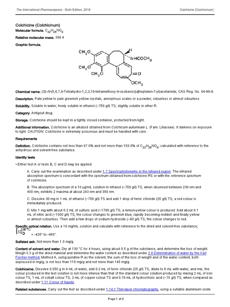 Colchicine | PDF | Magnesium | Solubility