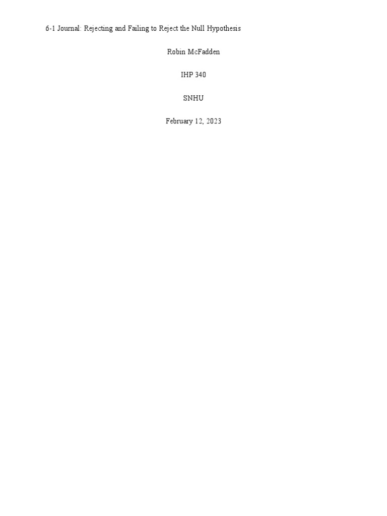 Rejecting or Failing to Reject the Null Hypothesis | PDF | Statistical Significance | Null ...