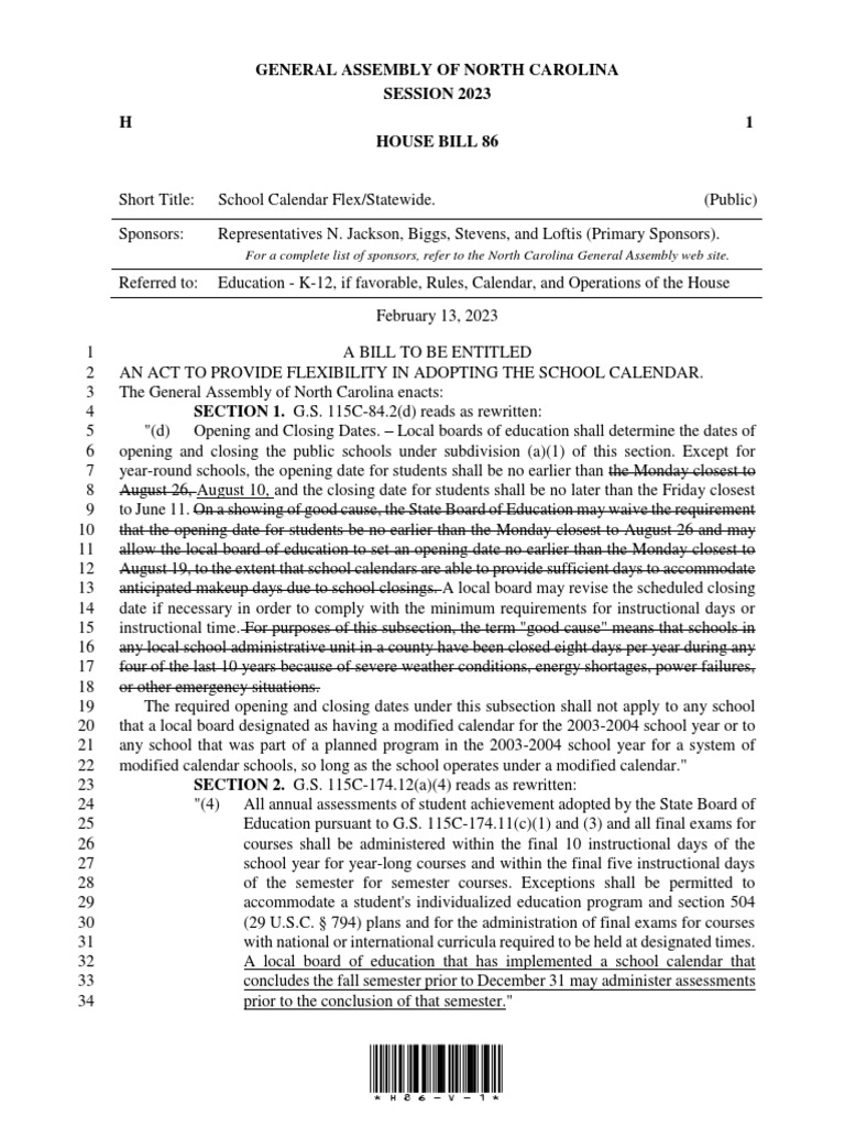 NC House Bill 86 | PDF
