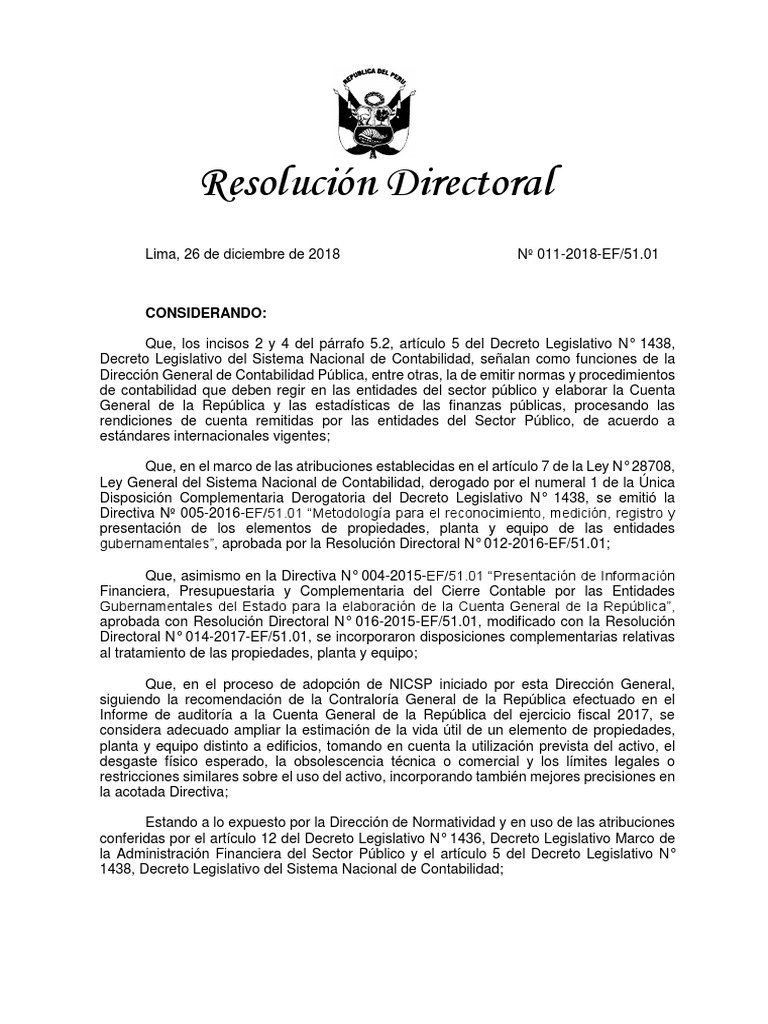 RD 011 2018 EF 51.01 Modif y TO Directiva de PPE 005 2016 2 | PDF ...