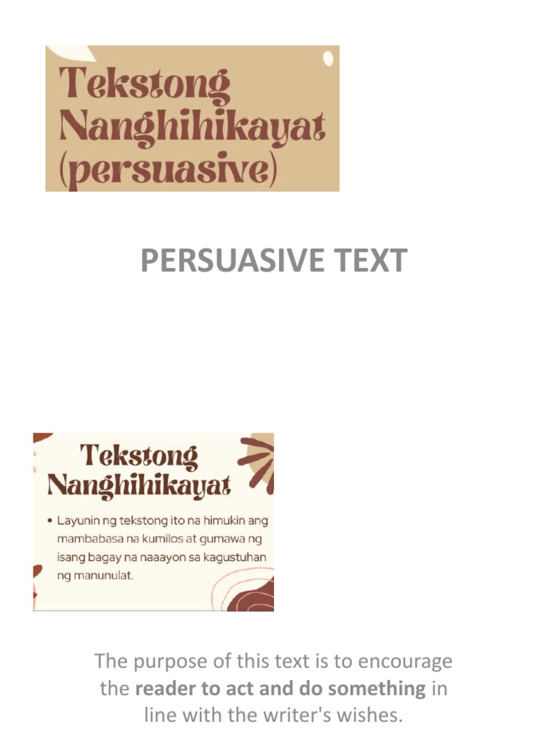 Lesson 3 Persuasive Text | PDF | Persuasion | Question