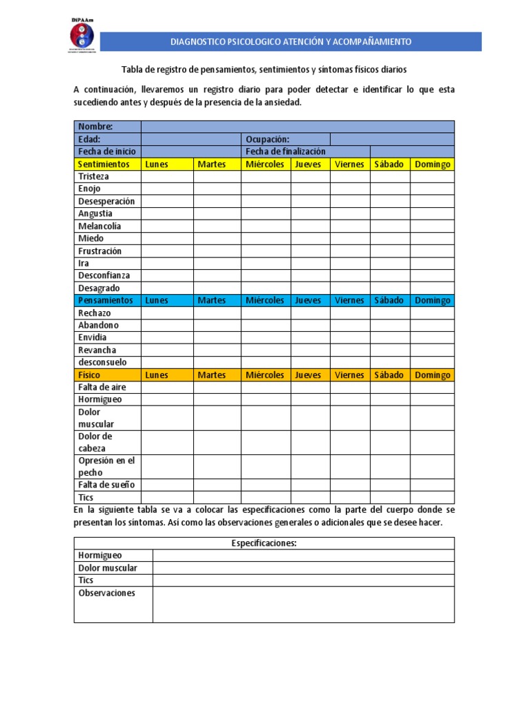 Tabla de Registro de Ansiedad | PDF | Ciencia y matemáticas | Estilo de ...