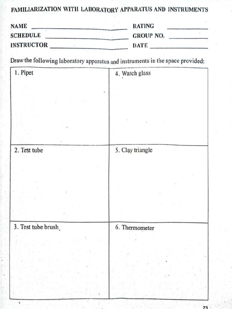 Familiarization With Laboratory Apparatus and Instruments | PDF