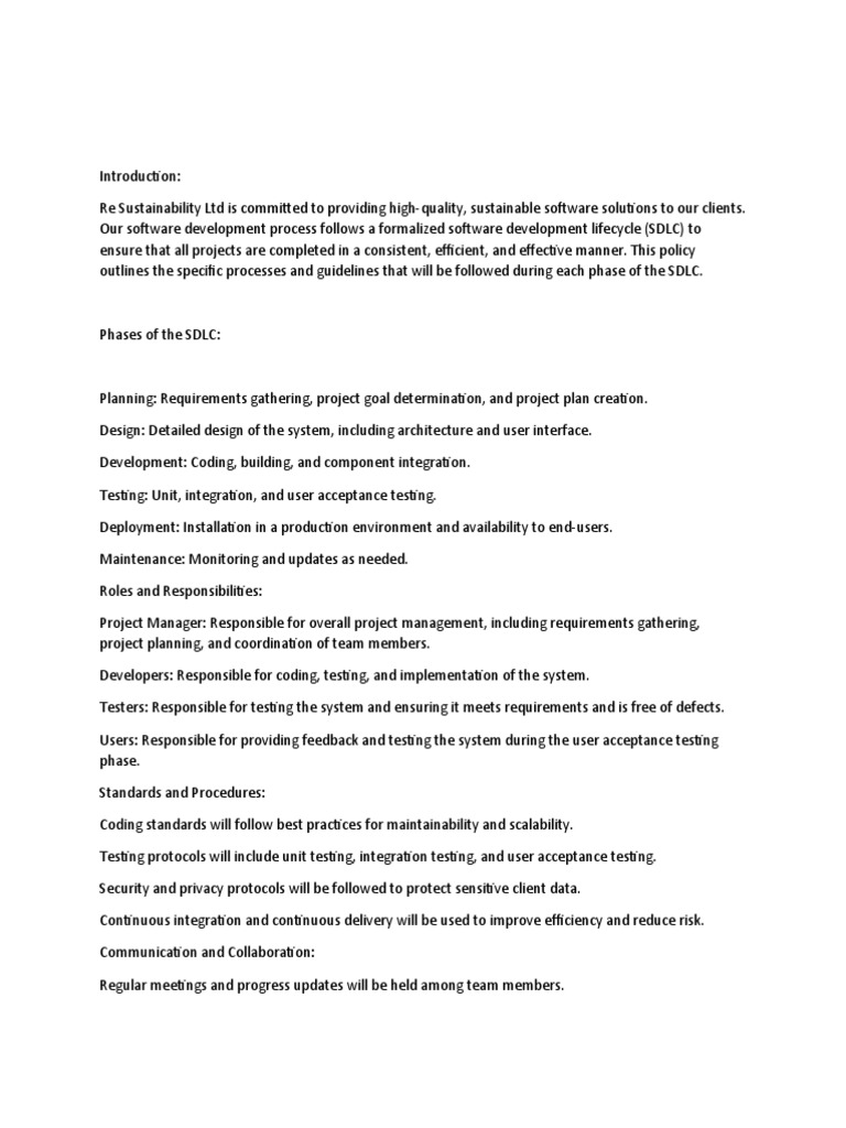 SDLC Policy | PDF
