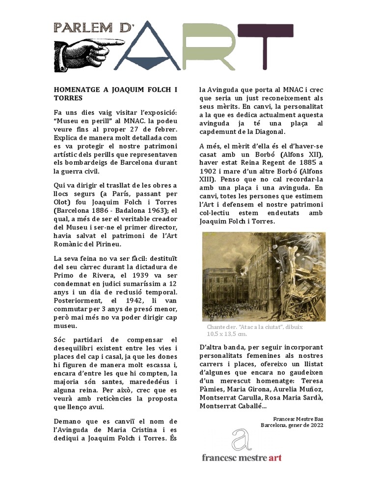 Parlem D'art. Homenatge A Joaquim Folch I Torres | PDF