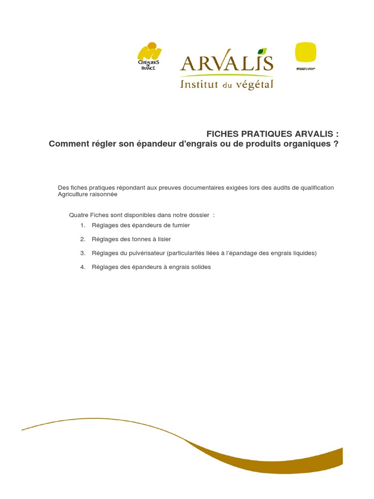 Fiche Reglage Epandeur | PDF