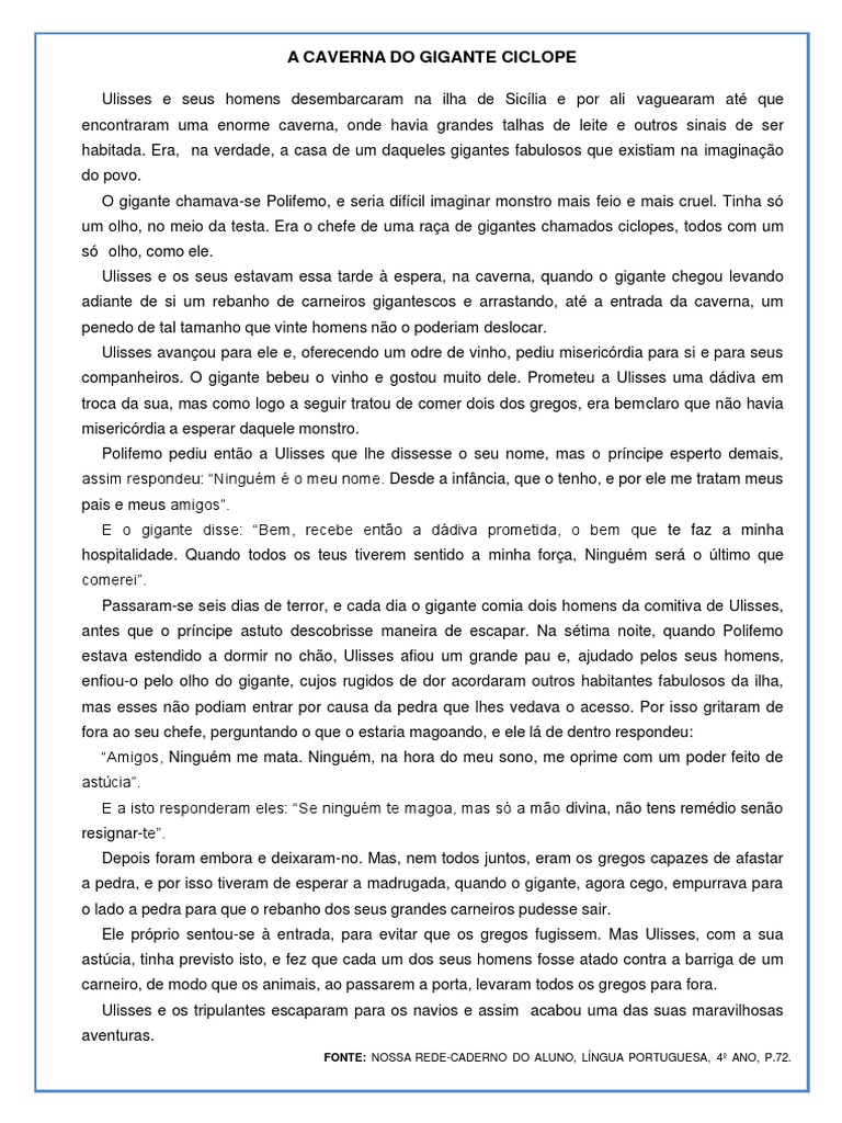 A Caverna Do Gigante Ciclope | PDF
