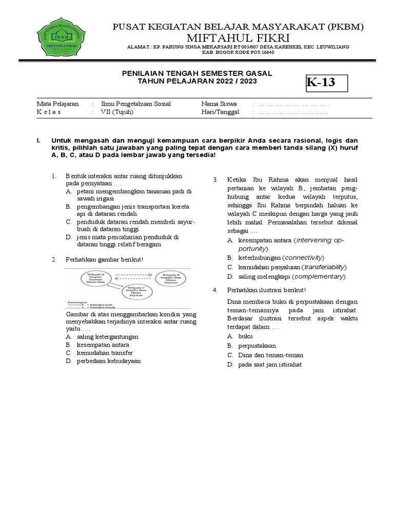 7 - Soal PTS IPS Kelas 7 Sem.1 | PDF
