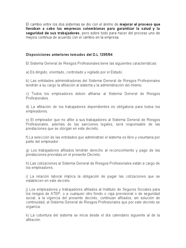 Ley 1562 2012 | PDF