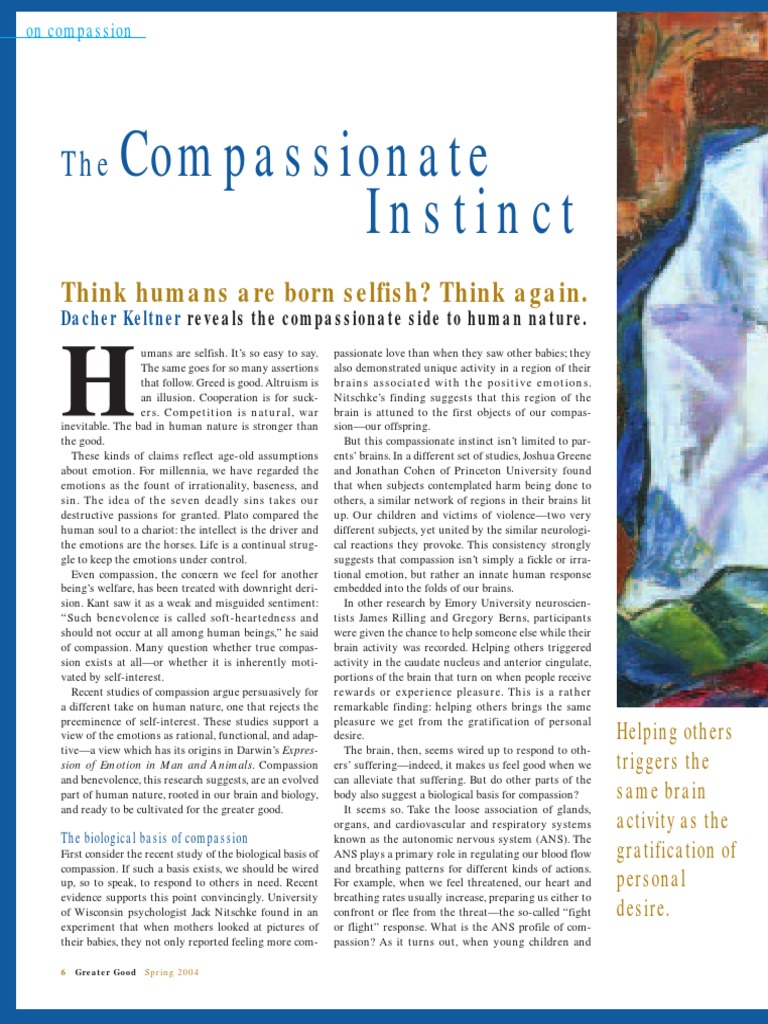 Issue 1-The Compassionate Instinct | PDF | Compassion | Altruism