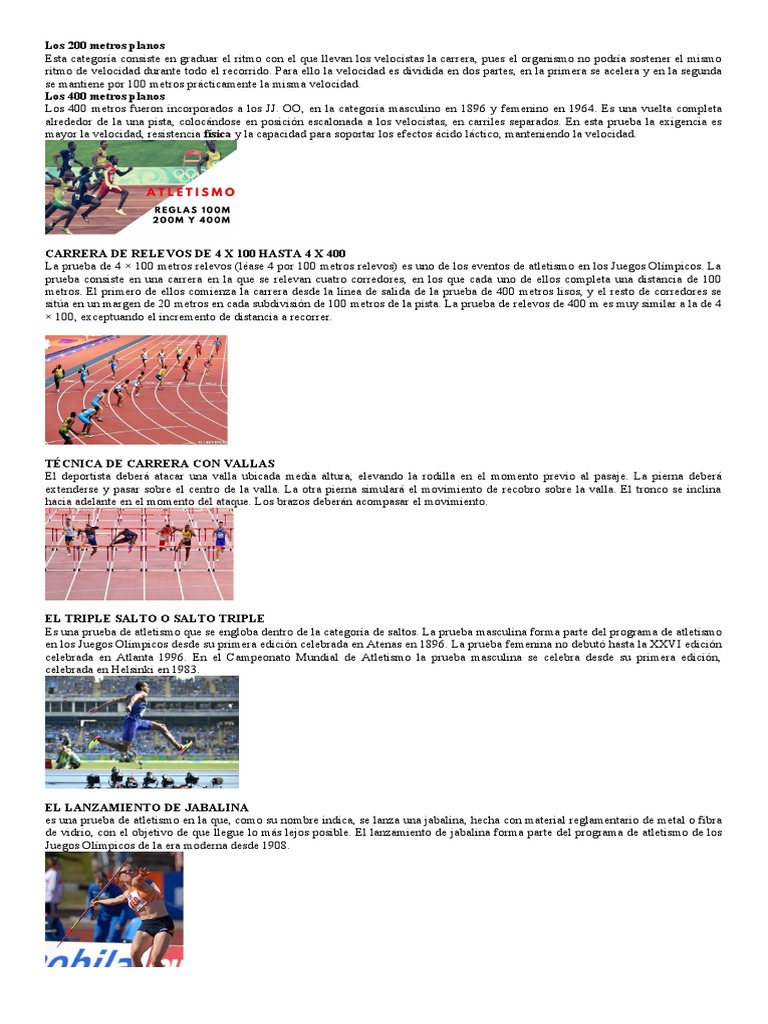 Carrera de 200 metros planos en atletismo | PDF | Deporte del atletismo ...