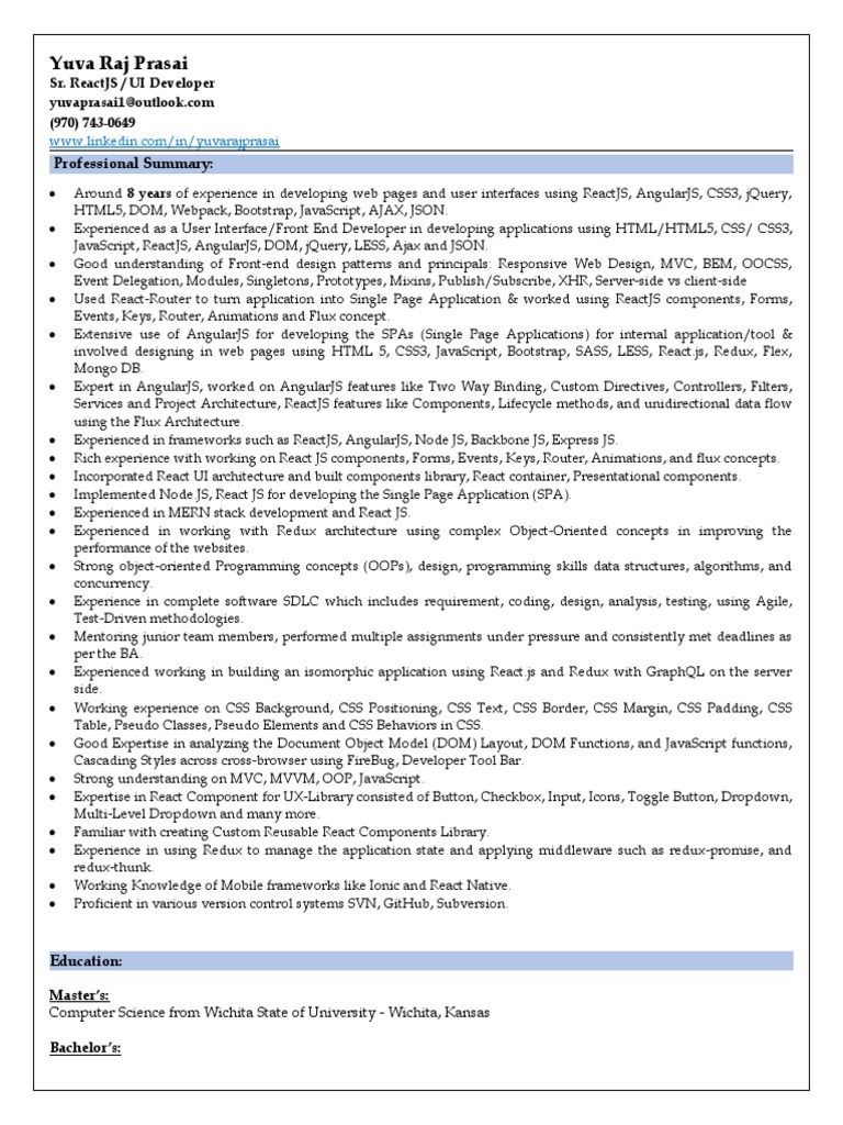 YuvaRaj Prasai Resume | PDF | Angular Js | J Query