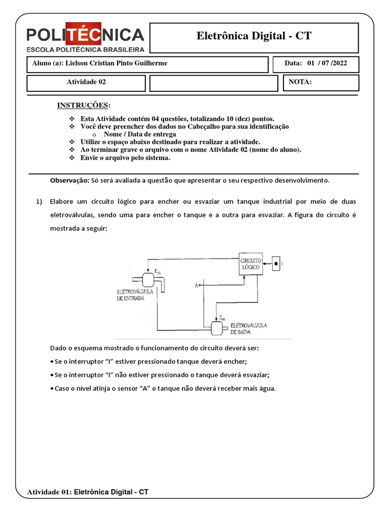 Atividade 02 - Digital 2 Lielson Cristian | PDF