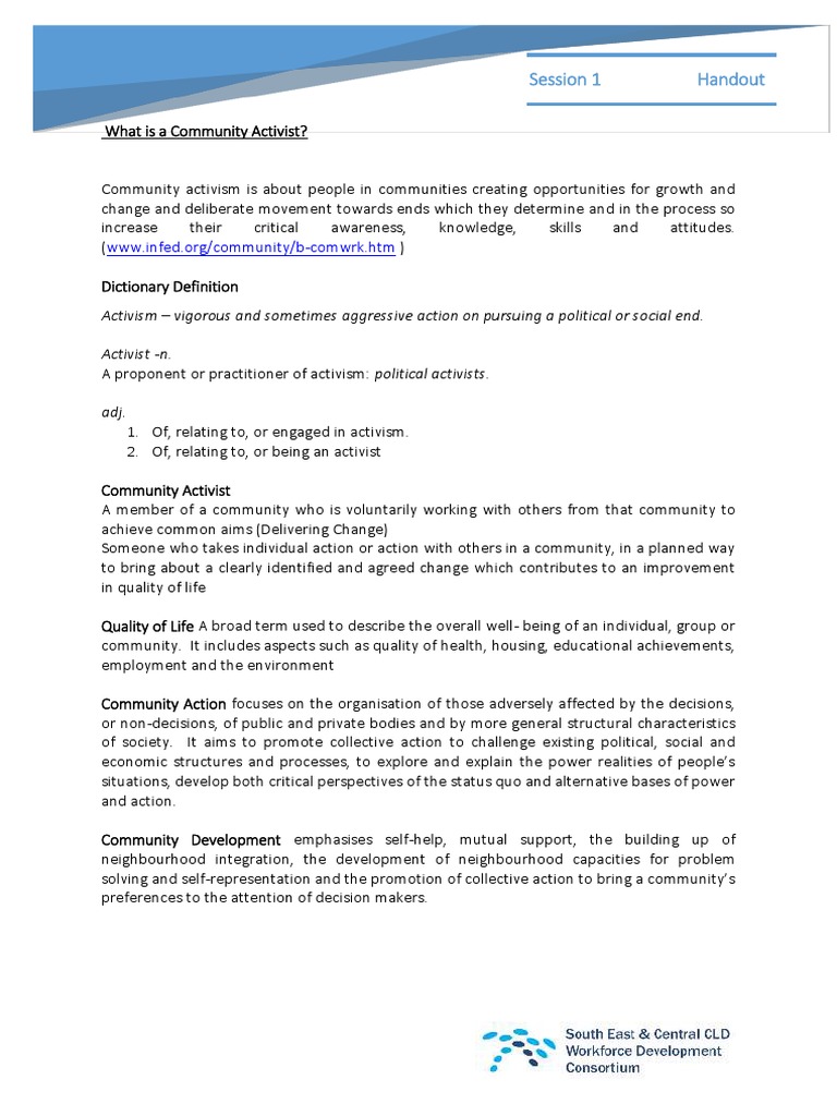 What is a community activist handout | PDF | Activism | Community