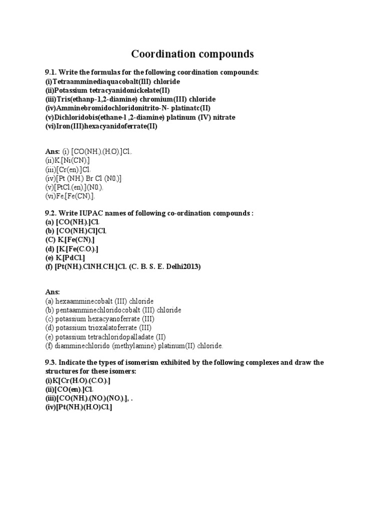 Coordination Compounds | PDF | Coordination Complex | Ligand