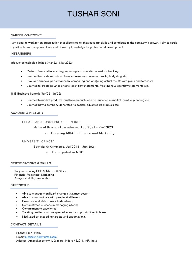 Tushar Soni Resume-3 | PDF