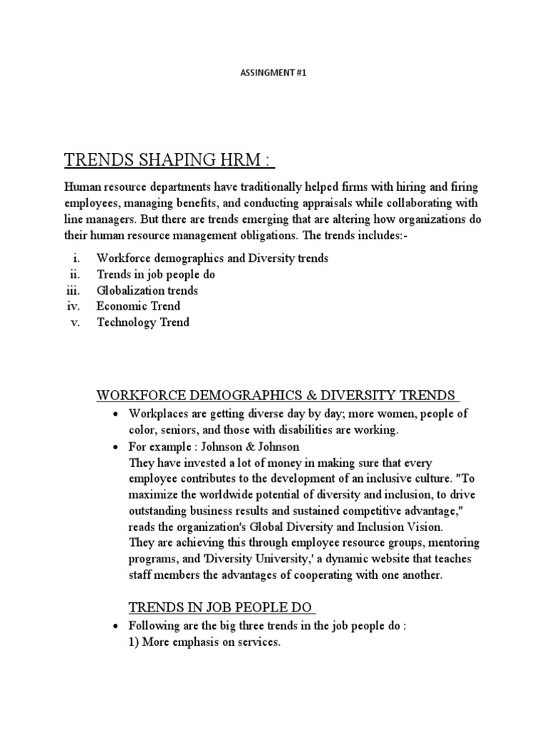 Trends Shaping HRM:: Workforce Demographics & Diversity Trends | PDF ...