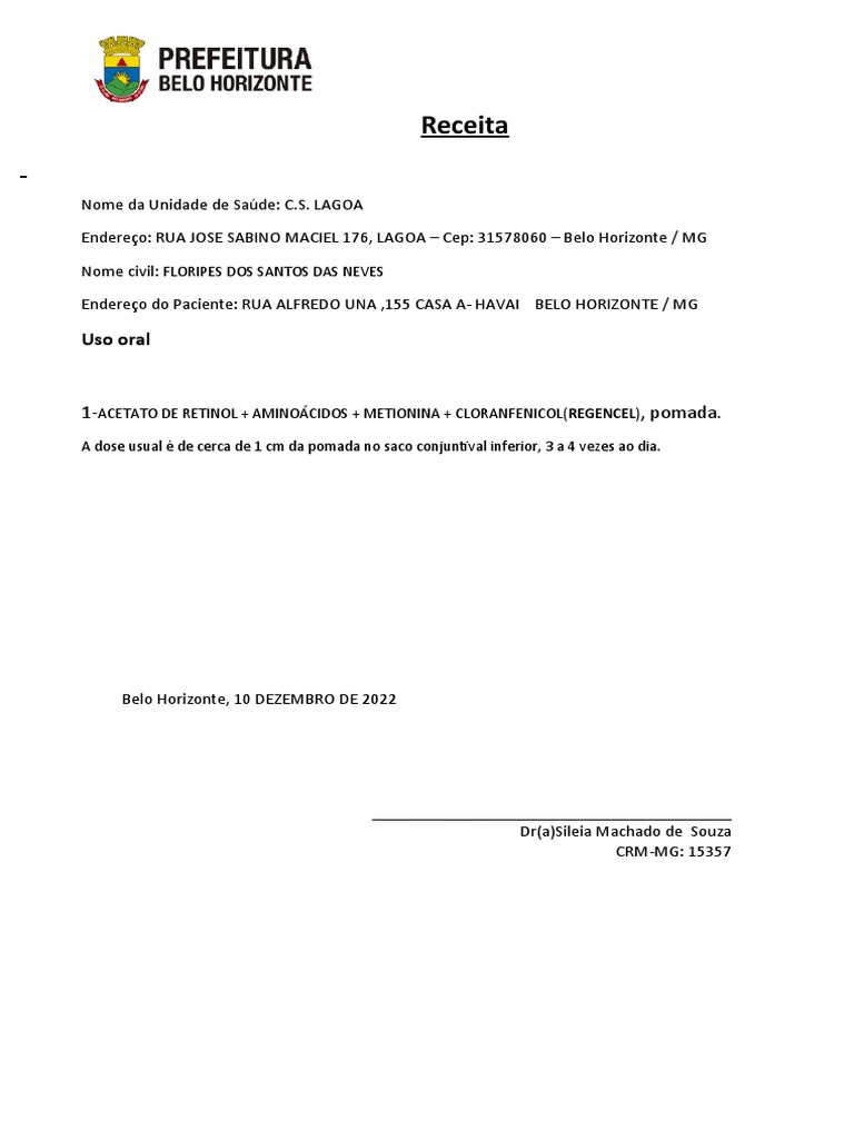 Receita de Pomada Regencel | PDF