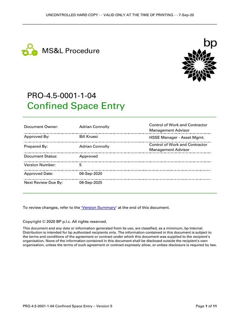 Confined Space Entry | PDF
