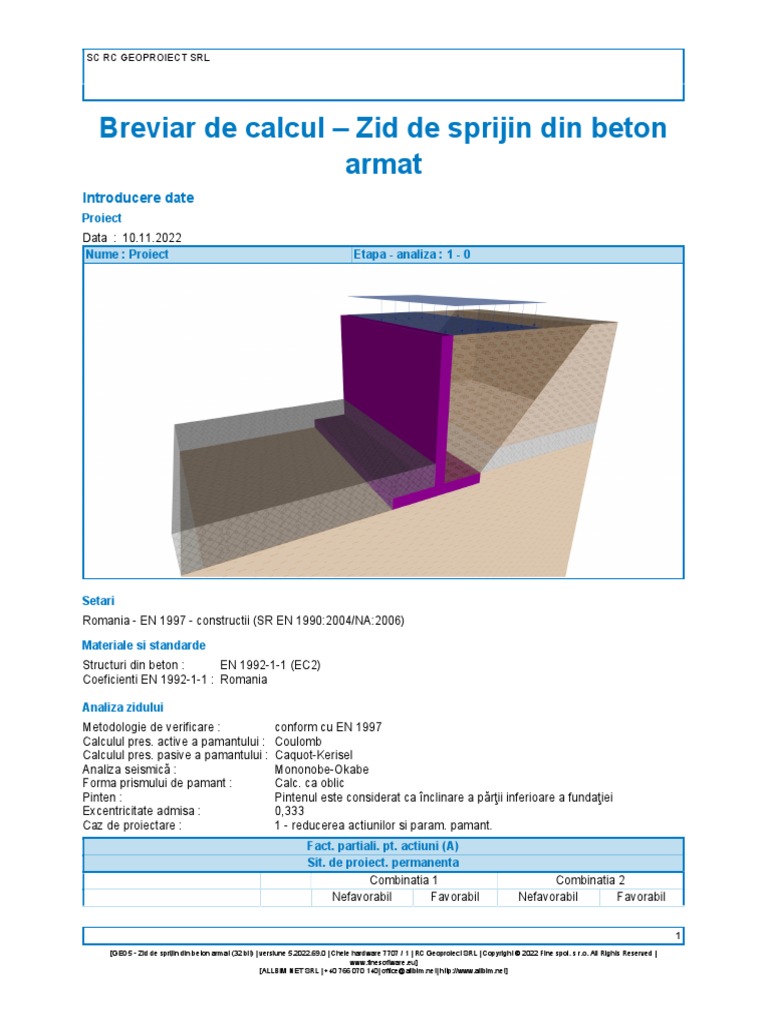 Breviar de Calcul Zid de Sprijin | PDF