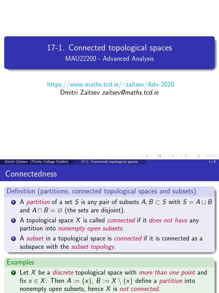 Understanding Connected Topological Spaces | PDF | Continuous Function ...