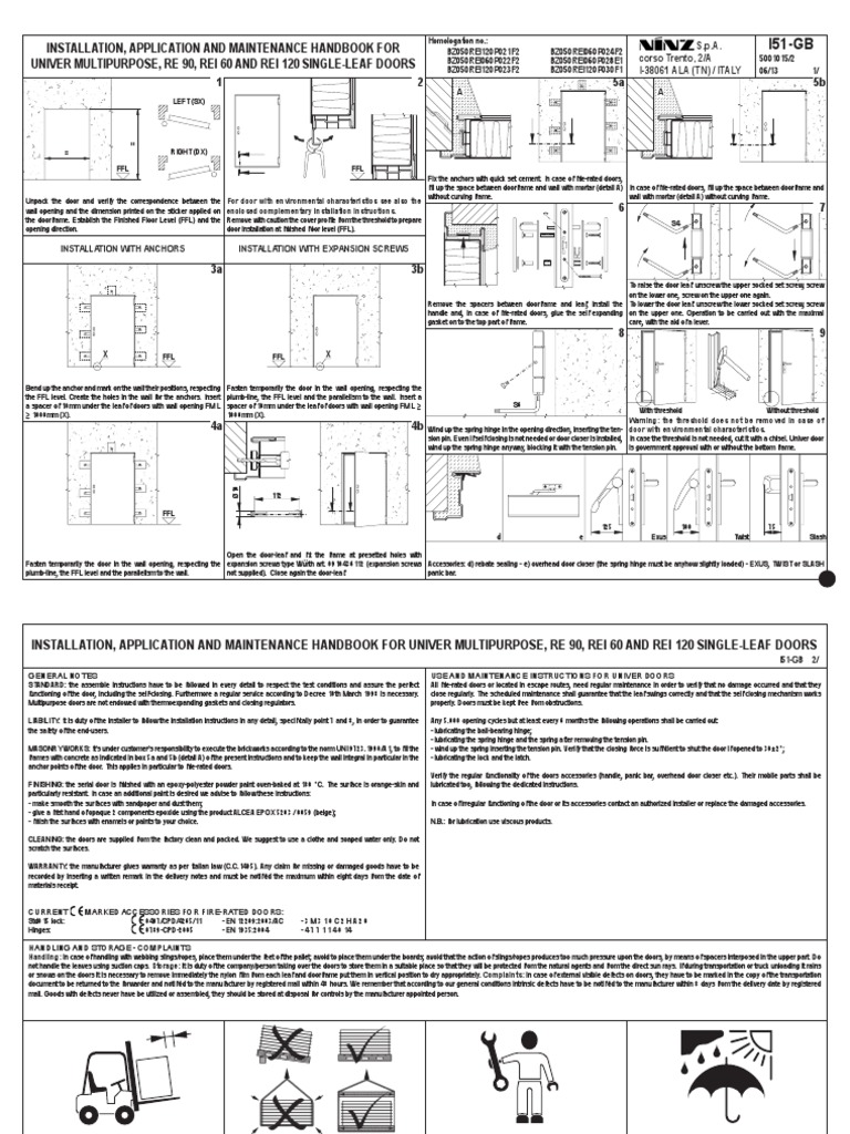 Installation, Application and Maintenance Handbook For Univer ...