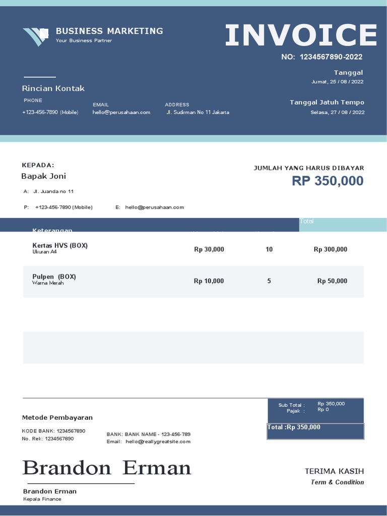 Invoice Desain Logo dan Promosi | PDF