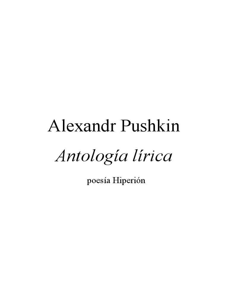 Alexandr Pushkin (Antología Lírica) | PDF | Amor