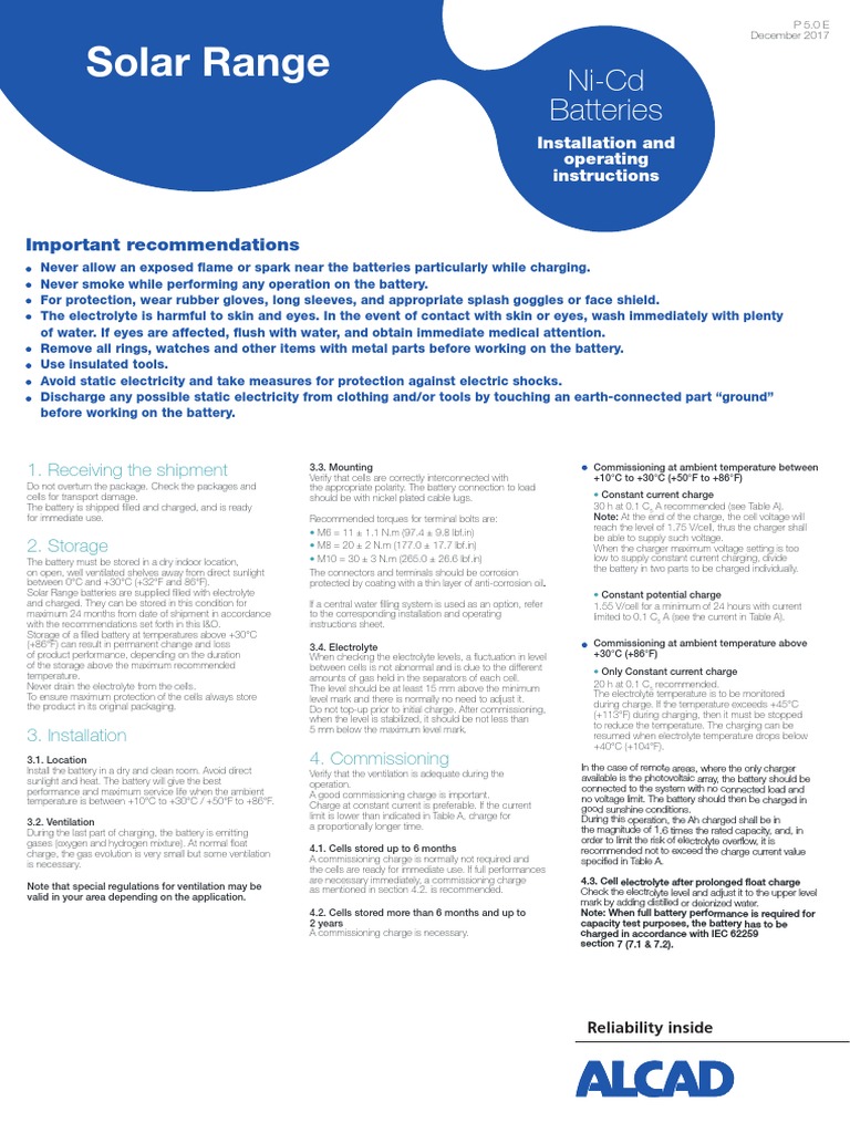 Alcad Solar Range Installation & Operating Instructions | PDF | Battery Charger | Photovoltaic ...