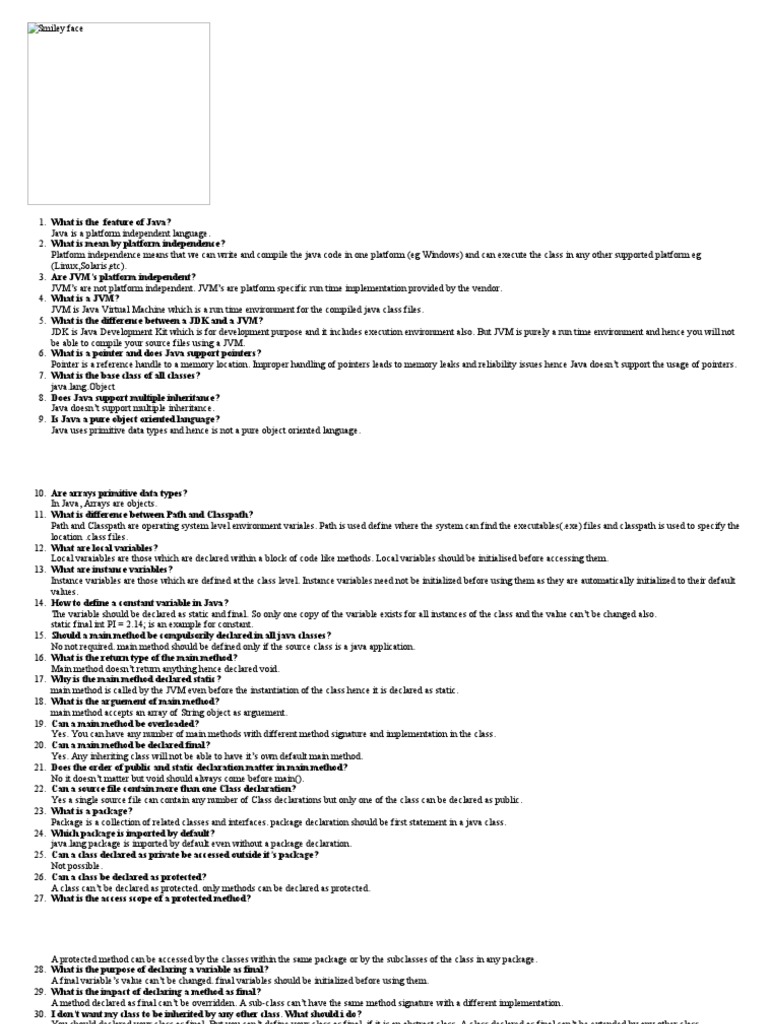 125 Basic Core Java Iinterview Questions Pdf Method Computer Programming Class Computer