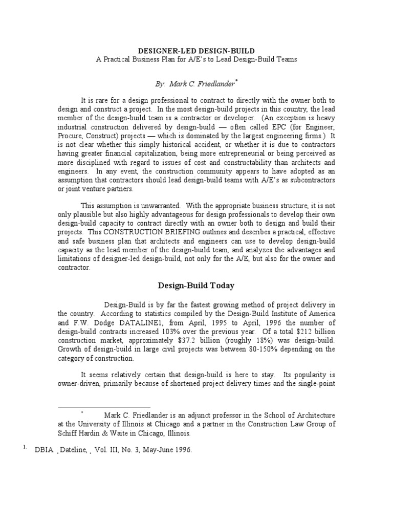 Design Build Practical Business Plan | PDF | General Contractor ...