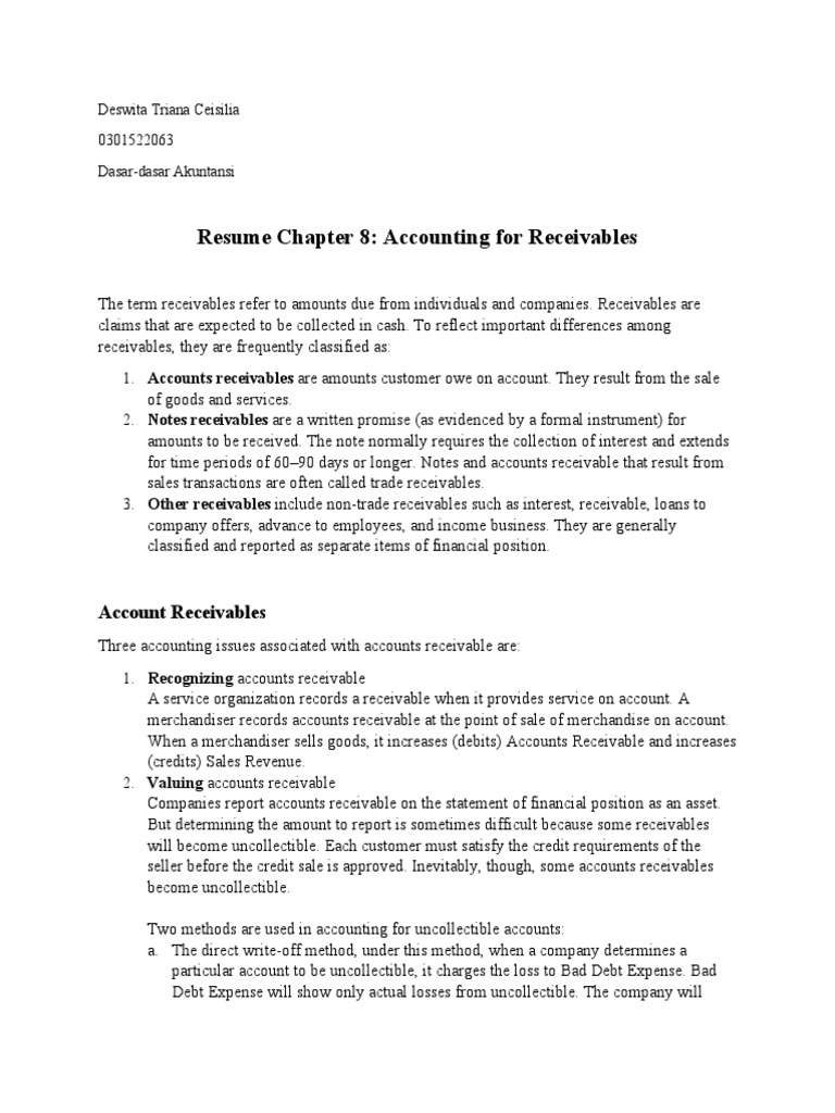 Resume CH 8 IFRS | PDF | Credit Card | Bad Debt