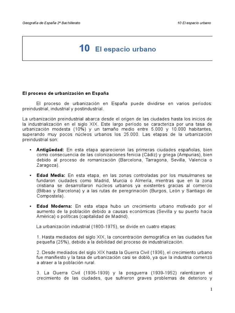 Tema 10 El Espacio Urbano | PDF Tema 10 El Espacio Urbano | PDF