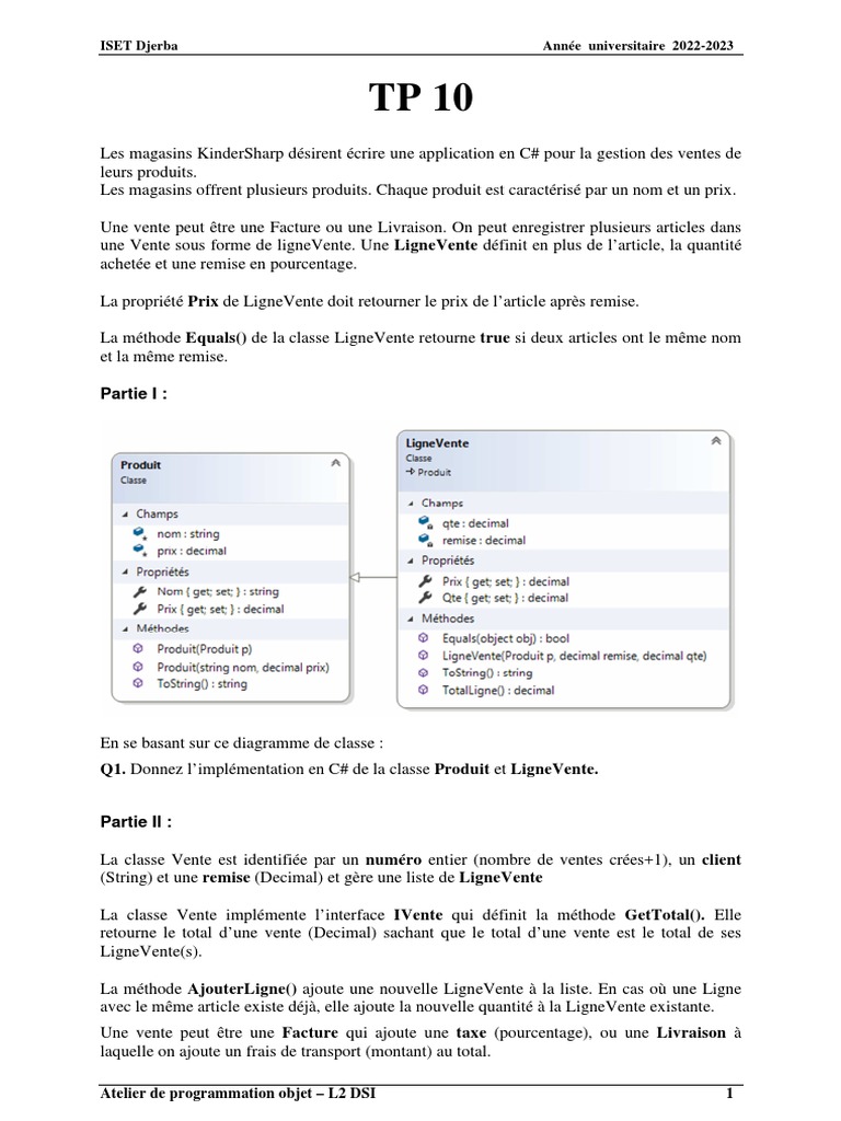 Gestion des ventes en C# pour KinderSharp | PDF | Facture | C# (Langage ...