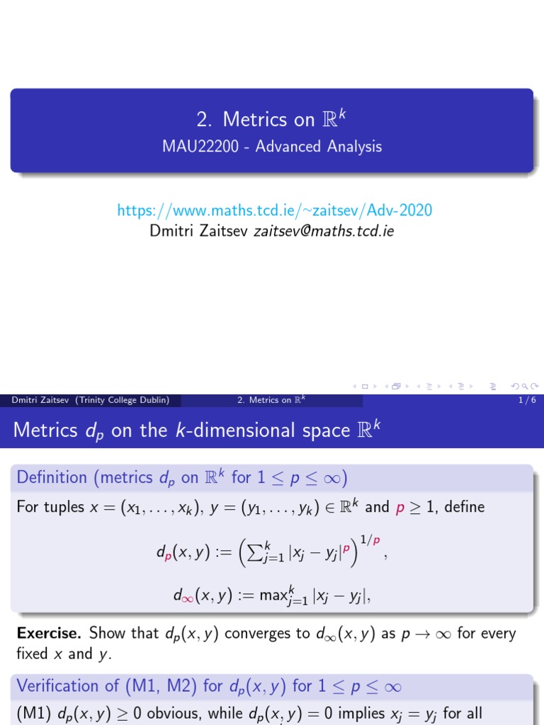 2 Metrics R K | Download Free PDF | Norm (Mathematics) | Mathematical ...