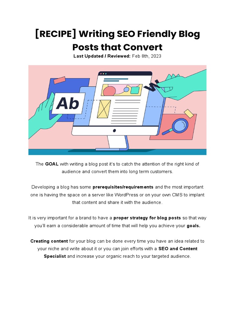 Writing SEO Friendly Blog Posts That Convert | PDF | Search Engine ...