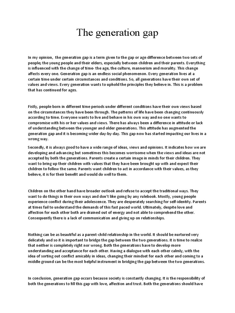 The Generation Gap | PDF | Psychology | Psychological Concepts