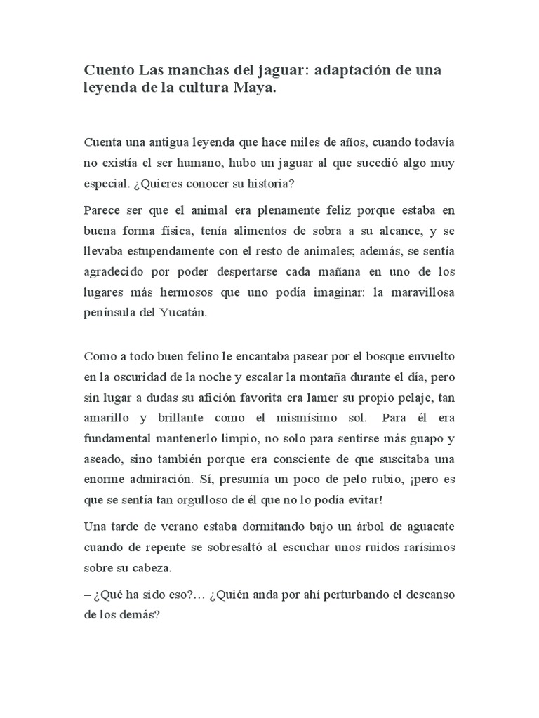 Cuento Las Manchas Del Jaguar | PDF