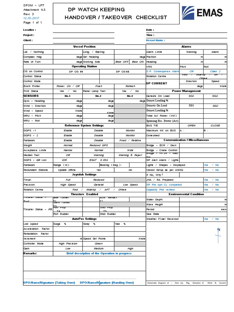 DP Vessel Takeover Checklist | PDF