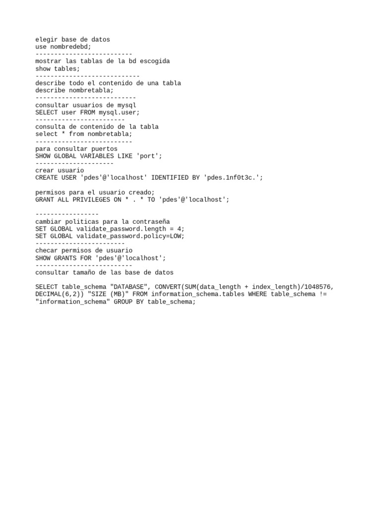 Comandos MYSQL | PDF