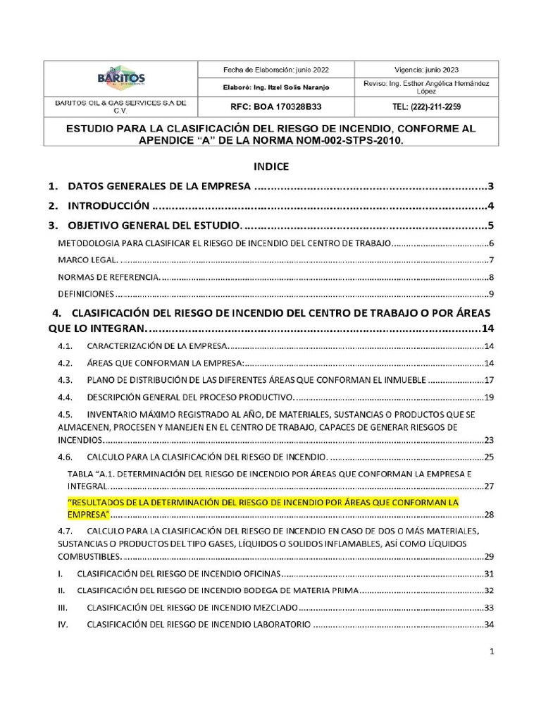 Estudio Nom-002-Stps Baritos 2022 - PTG | PDF