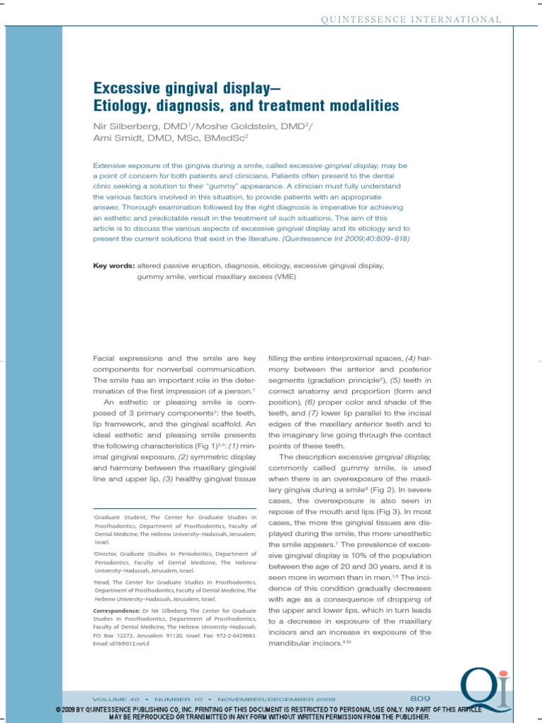 Excessive Gingival Display Etiology Diagnosis and Treatment Modalities ...
