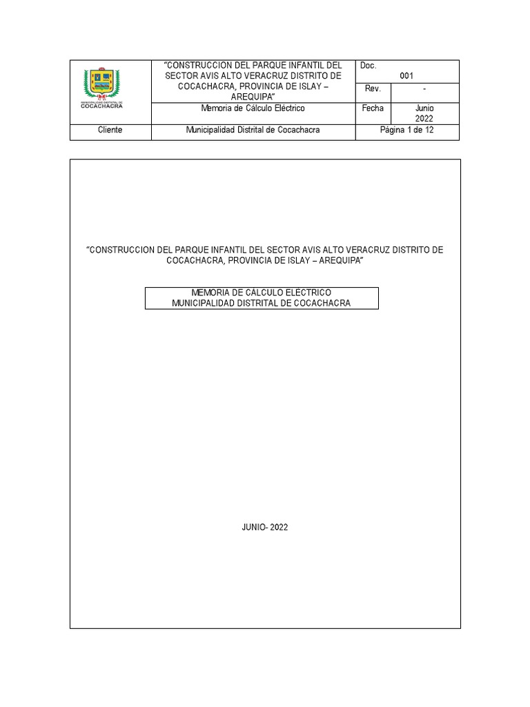 Memoria de Calculo de Instalaciones Electricas | PDF Memoria de Calculo de Instalaciones Electricas | PDF