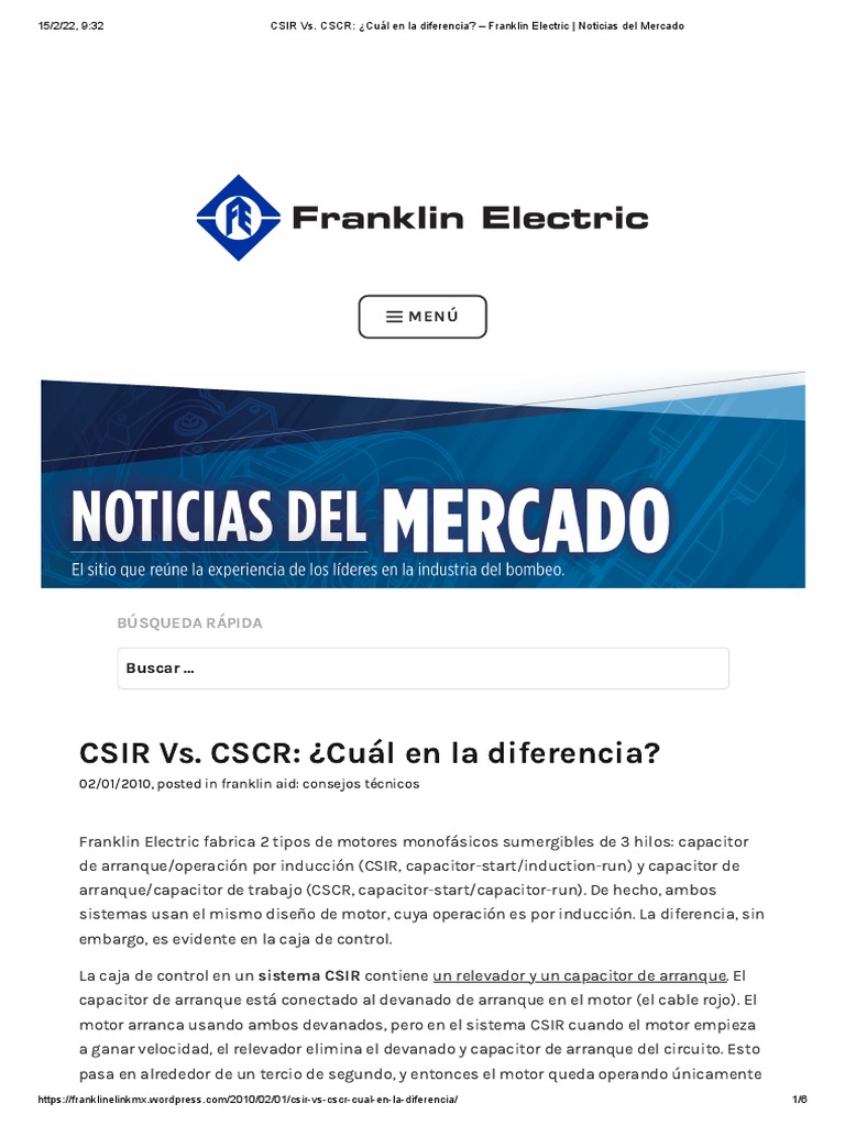 CSIR vs. CSCR - ¿Cuál en La Diferencia - Franklin Electric - Noticias ...