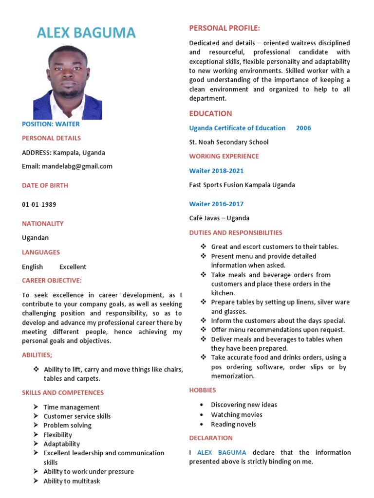 Alex Baguma | PDF | Waiting Staff | Cognition