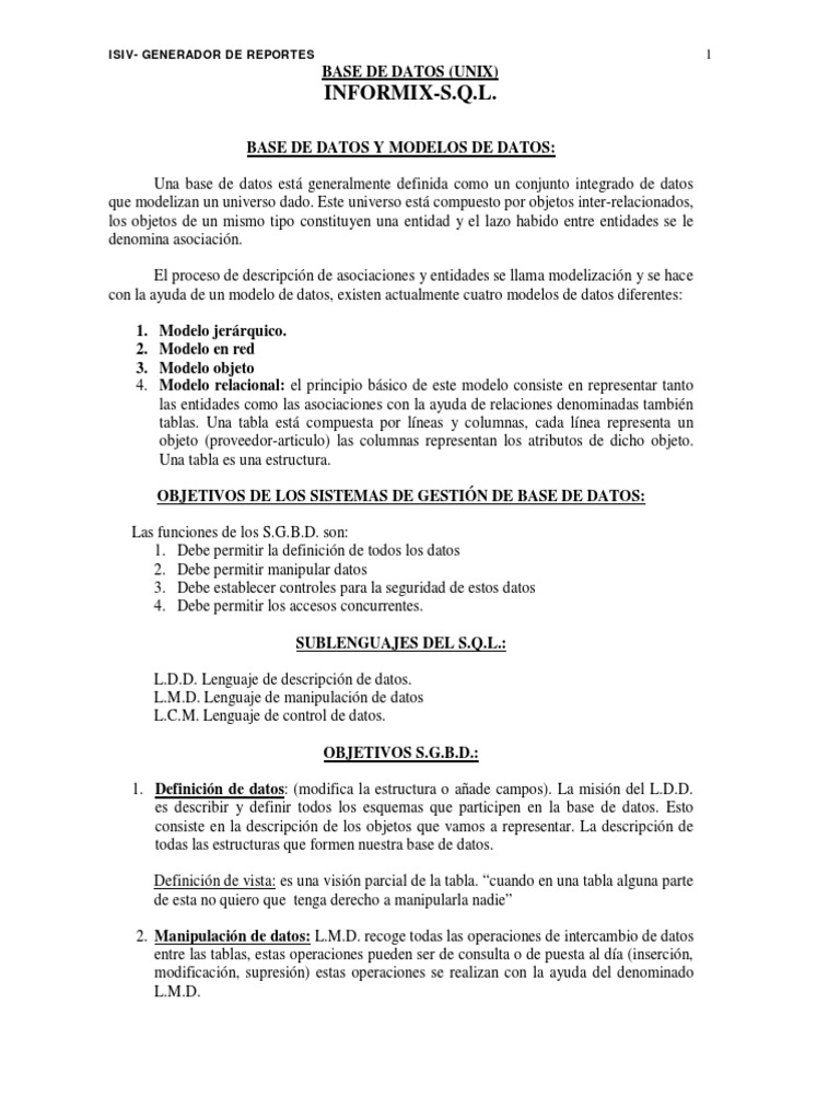 4 - Informix - M002 | PDF | SQL | Bases de datos