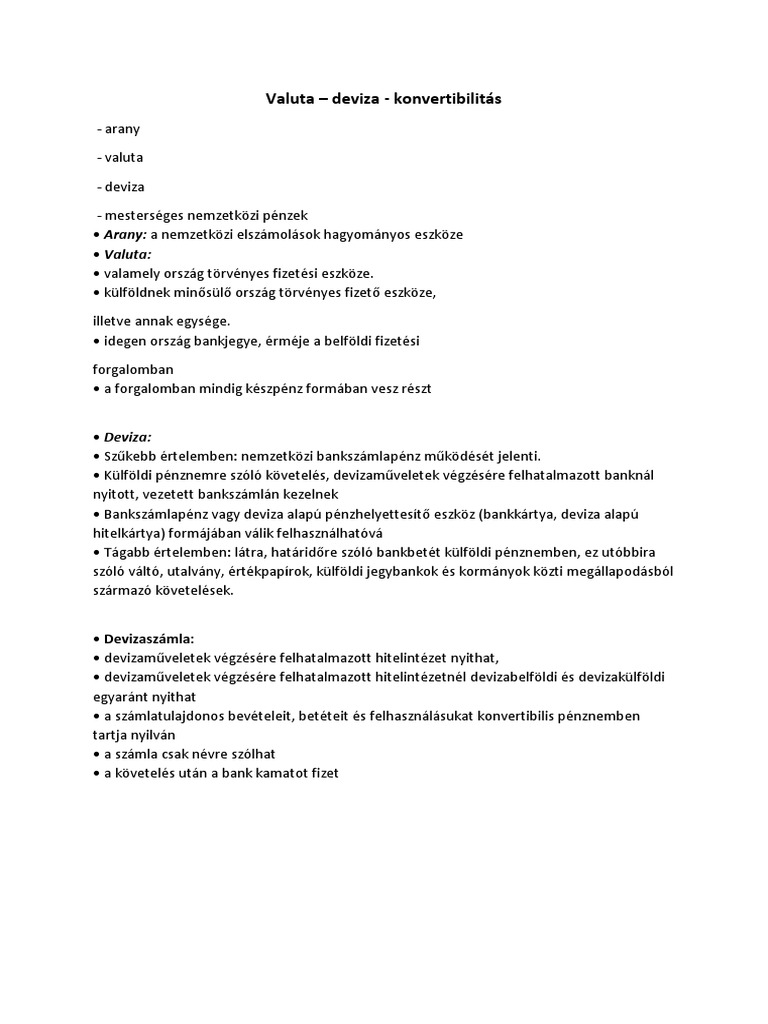 Előadás - Valuta - Deviza - Elmélet | PDF