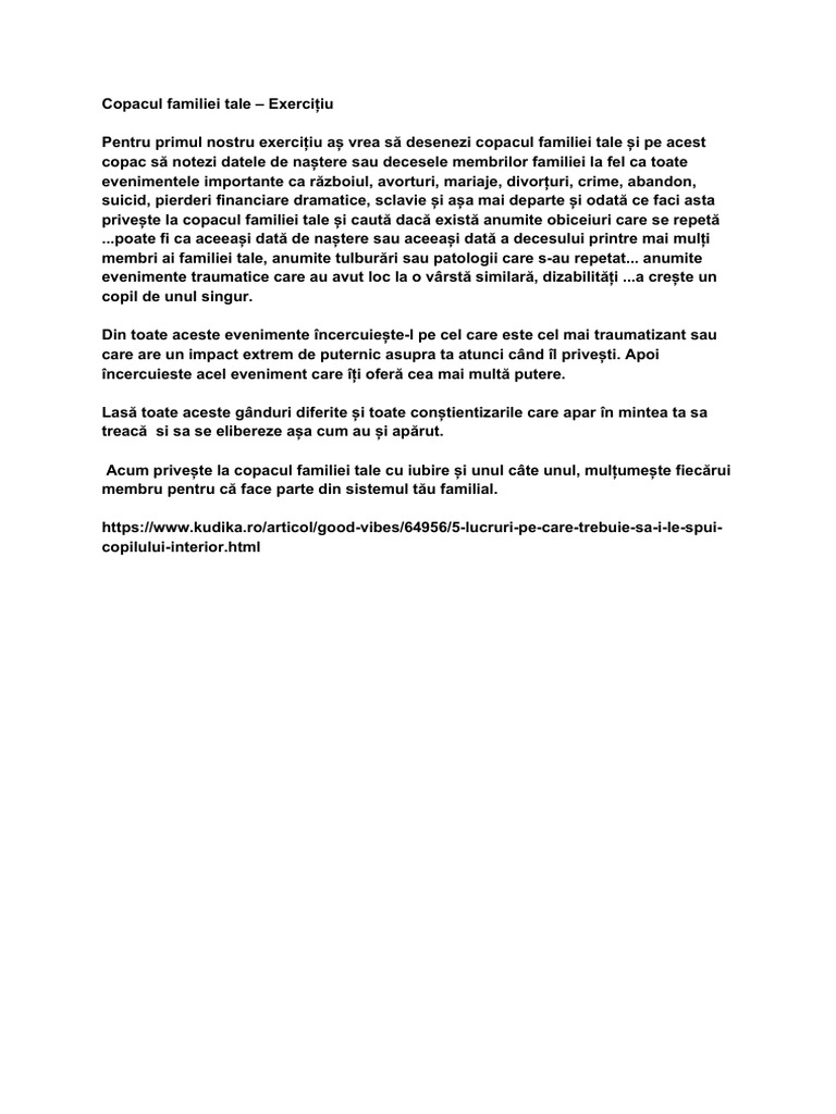 Regeneration Ed 2 Sesiunea 1 Copacul Familiei Tale | PDF