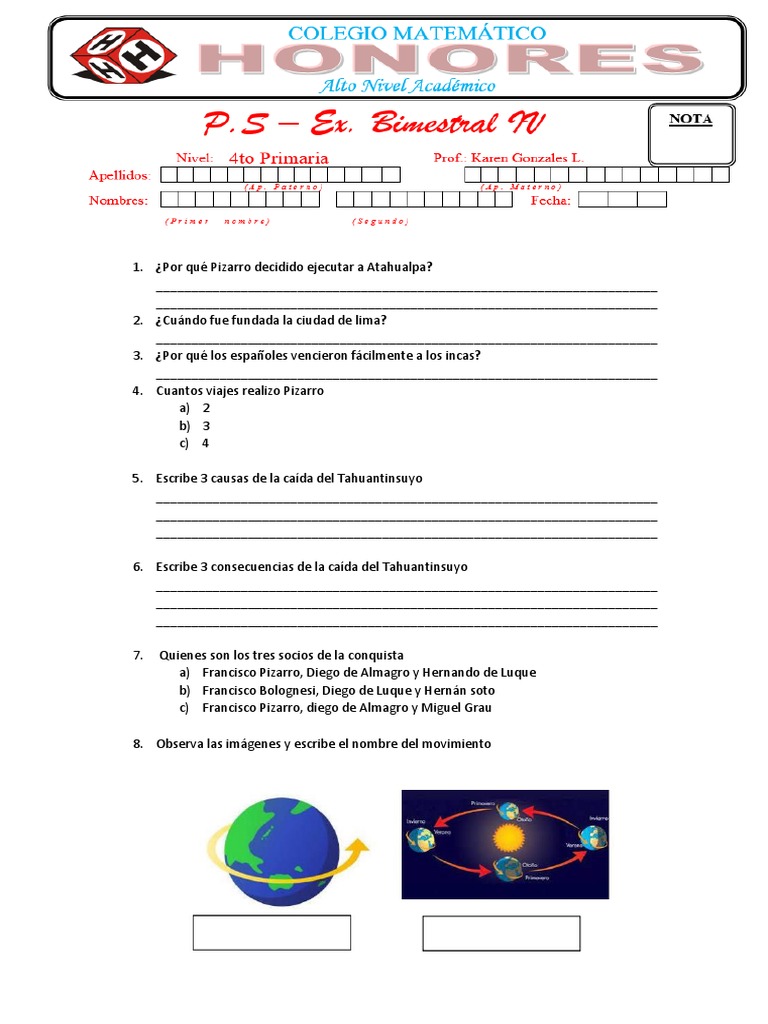 Examen PS 3ero | PDF
