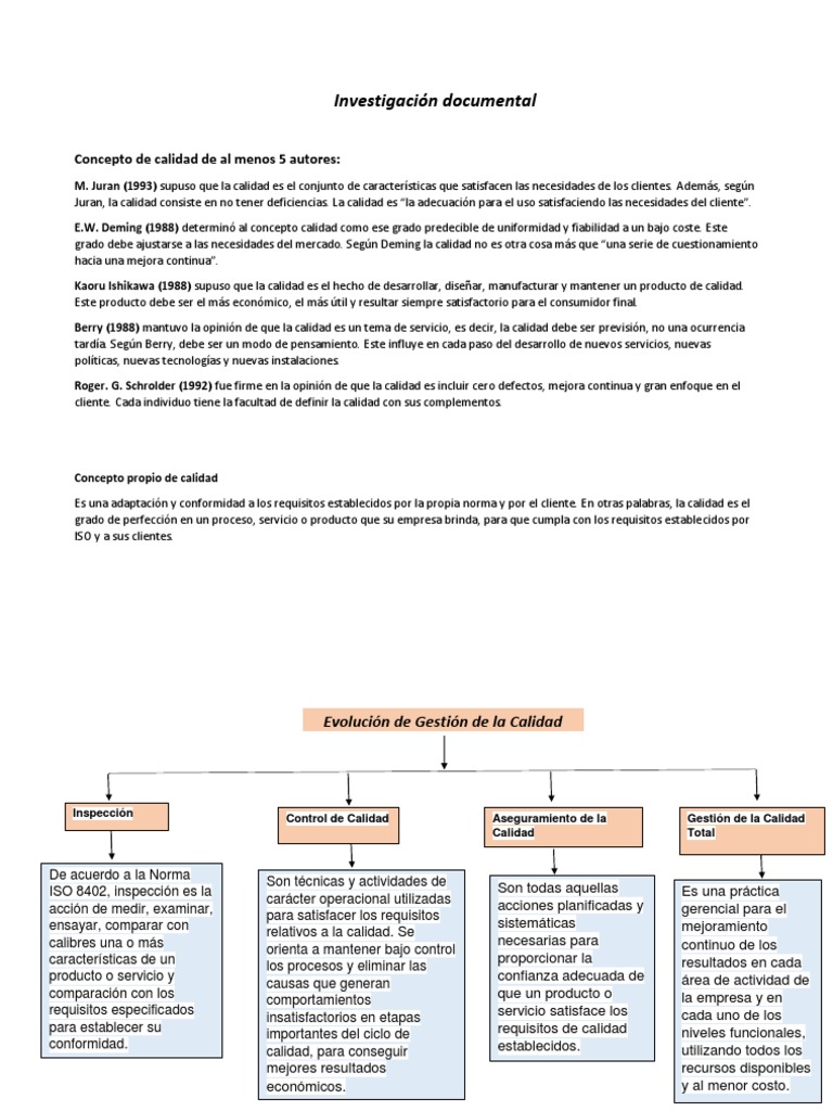 Conceptos de Calidad | PDF | Calidad (comercial) | Gestión de la calidad